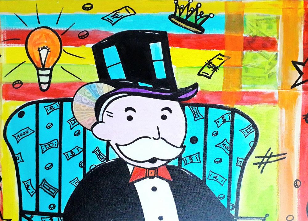 Gemälde Pop Monopoly Man Künstlerin: Manuela Reitz (Neu und ...