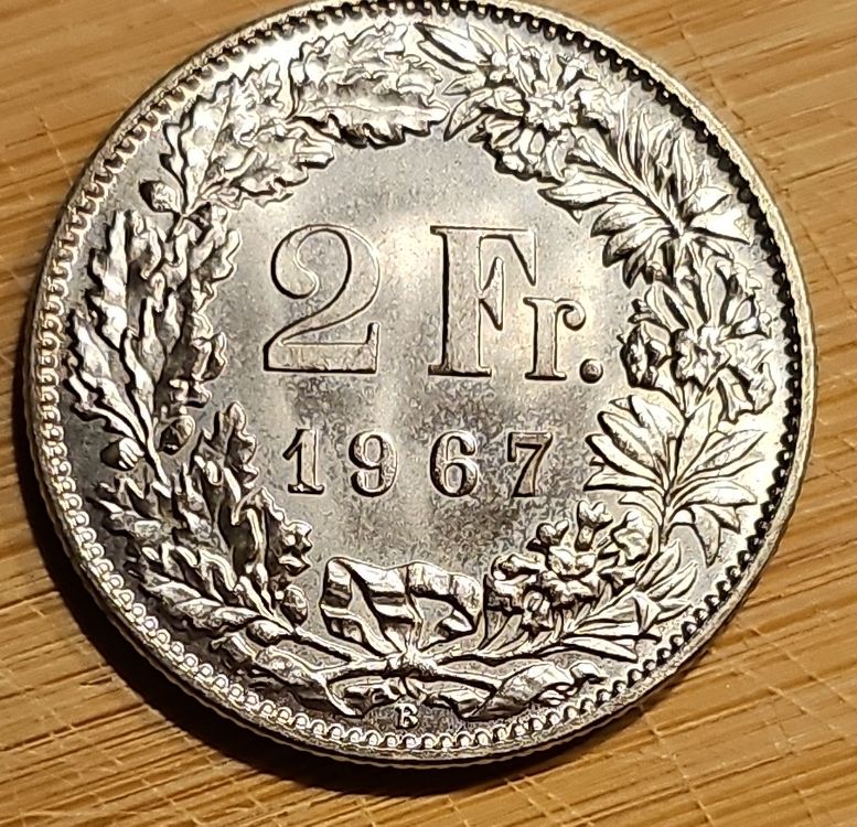 Seltene 2 Franken Münze, Jahrgang 1967 Sammlerstück. Silber | Kaufen auf Ricardo