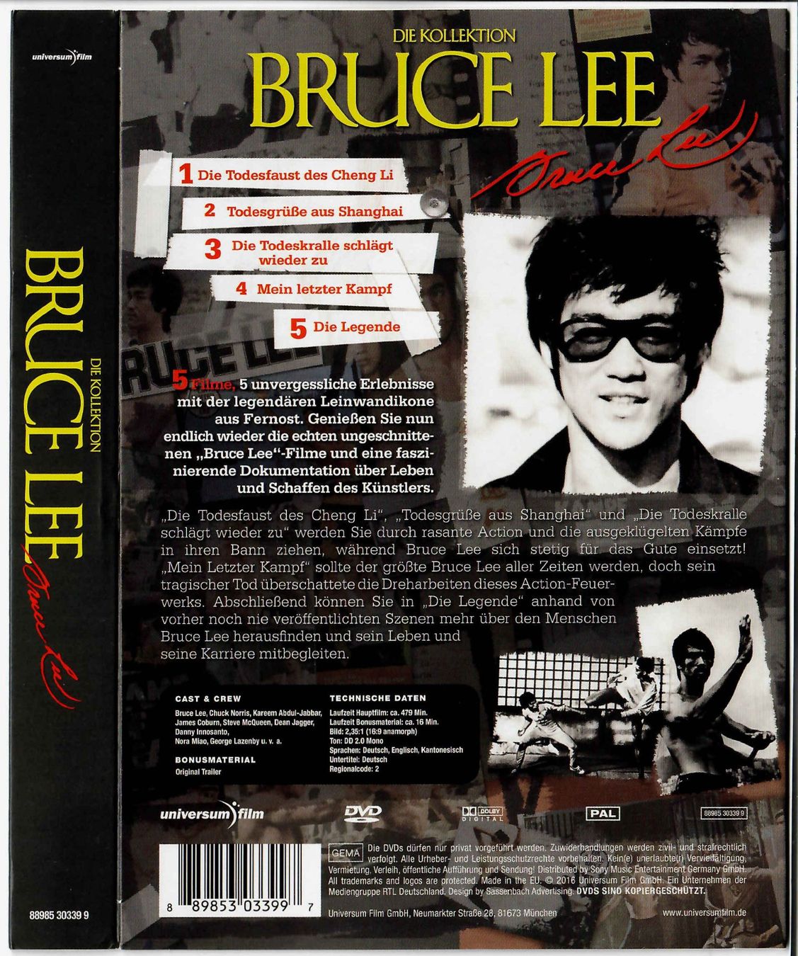 Bruce Lee 2016 UNCUT Remastered, Die Kollektion 5 DVDs NEU (Neu (gemäss ...