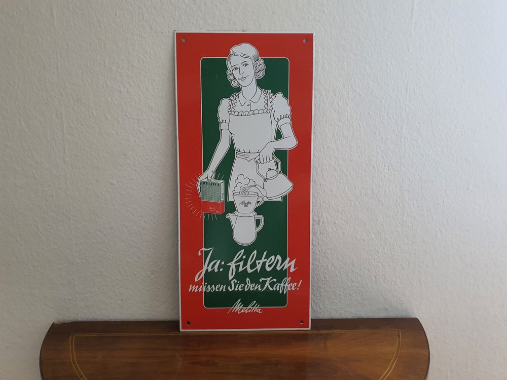 Emailschild Melitta Kaffee Cafe Emaille Schild Reklame Retro | Kaufen ...