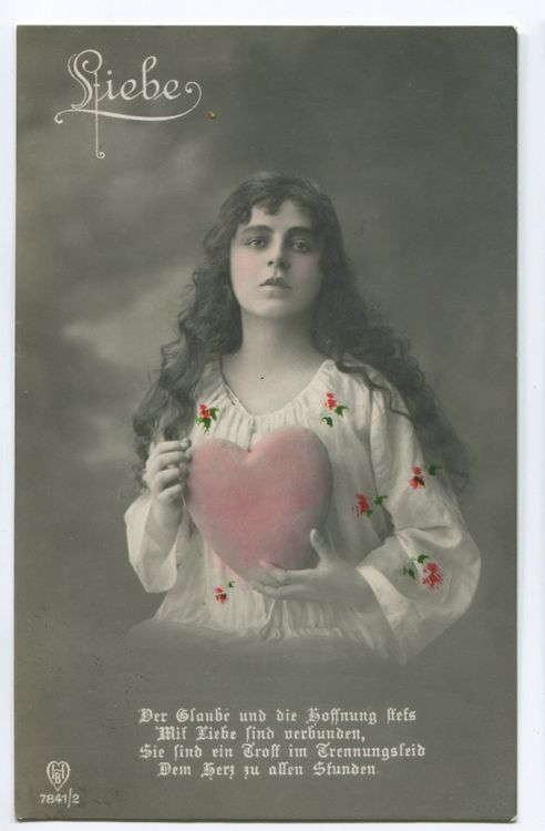 AK 1921 Kitsch LIEBE Spruch Herz,Glaube und Hoffnung verbund (Gebraucht ...