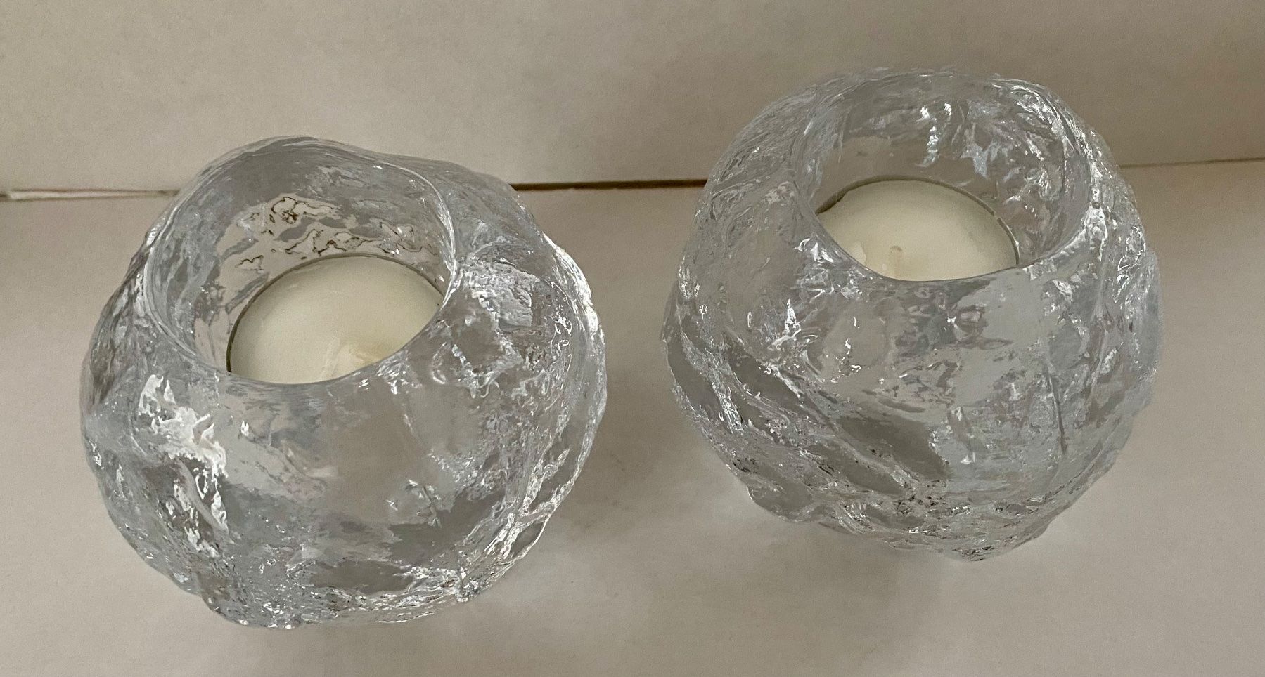 2 Kosta Boda Windlichter Schneeball/Snowball, 8 cm, Schweden (Gebraucht ...