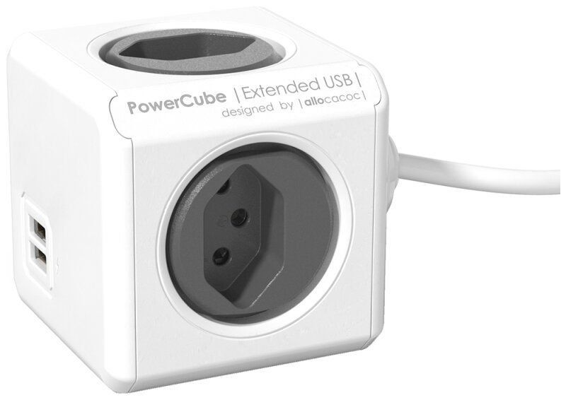 Mehrfachstecker 4×T13 anthrazit 2×USB 5V/2.1A 1.5m PowerCube (Neu und originalverpackt) in Flums ...