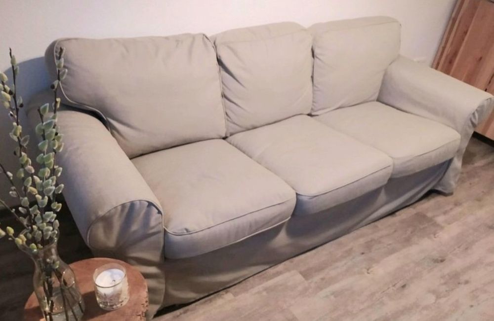LETZTE CHANCE Bezug beige Totebo 3er Sofa Ektorp Shabby Chic (Gebraucht ...