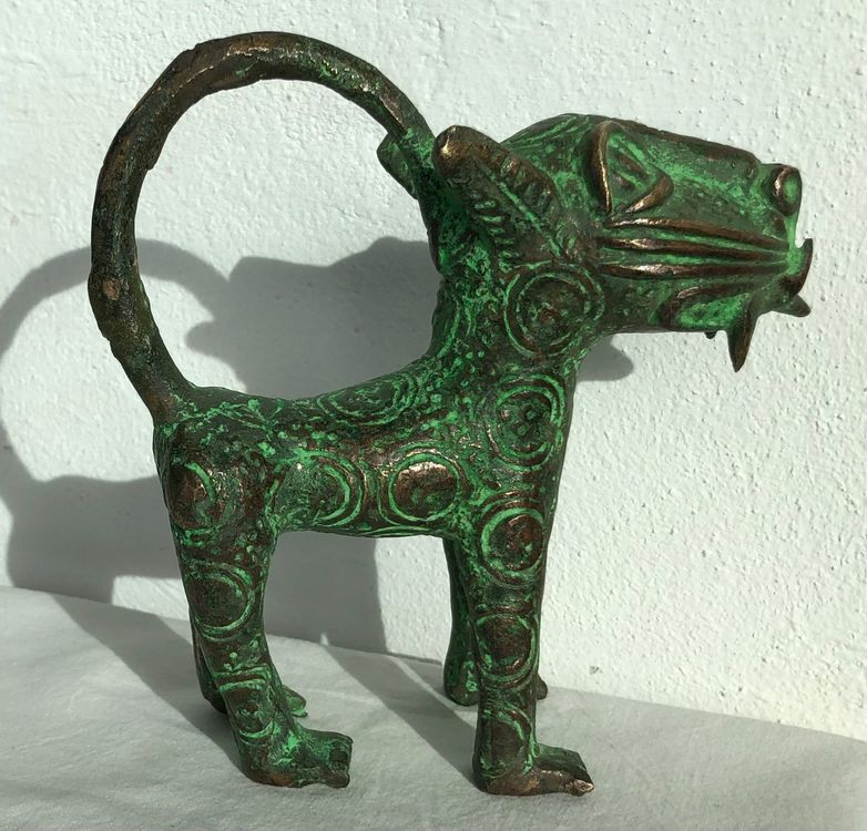 feiner alter Leopard Bronze Benin Höhe 13,5 cm | Kaufen auf Ricardo