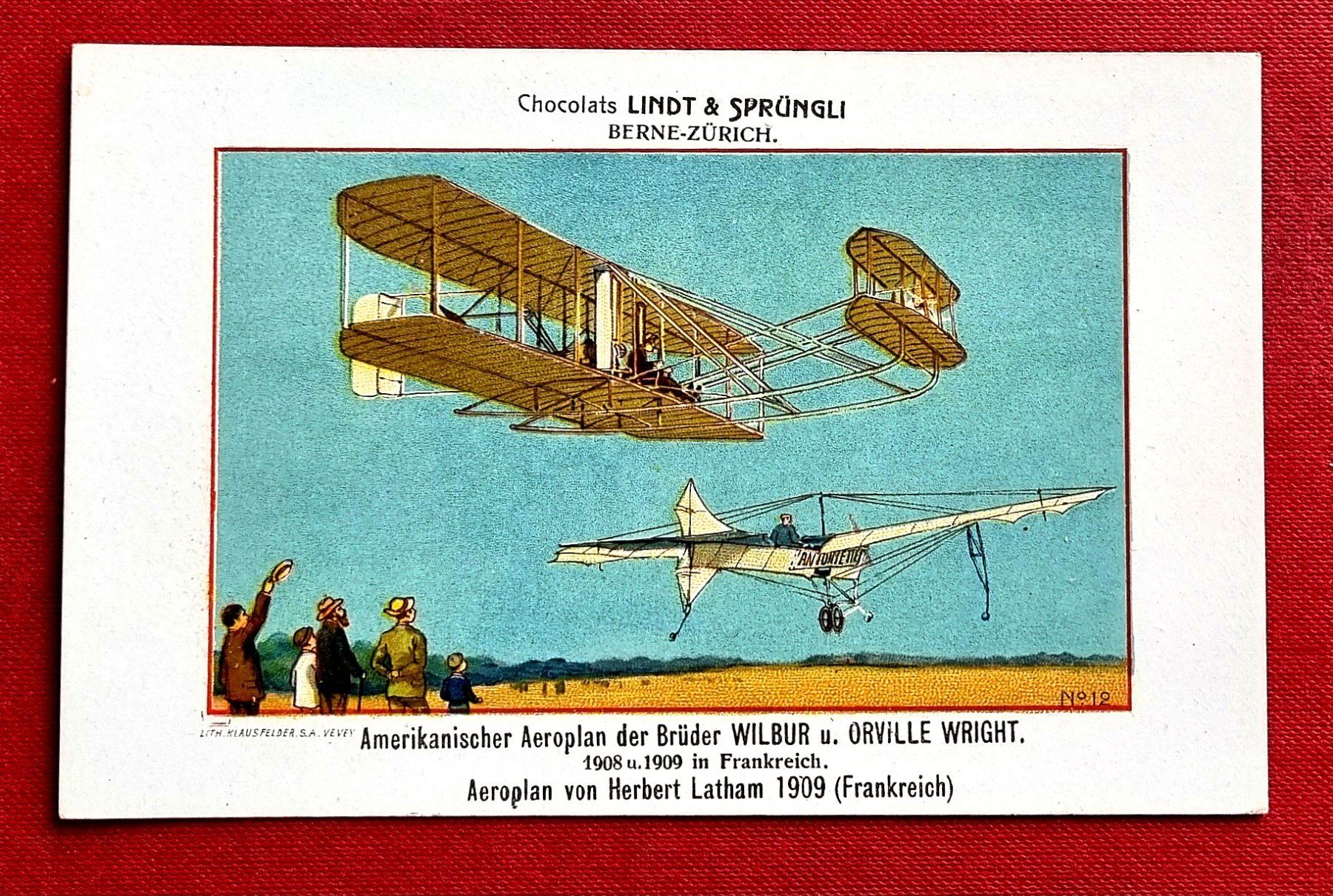 Chocolats Lindt & Sprüngli - Aeroplan Gebr. Wibur - 1909 (Gebraucht) in ...