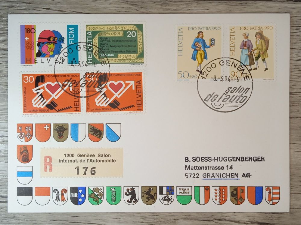 TR51 Enveloppe + Timbre Suisse 1994 (Gebraucht) in Cousset für CHF 0.75 – mit Lieferung auf ...