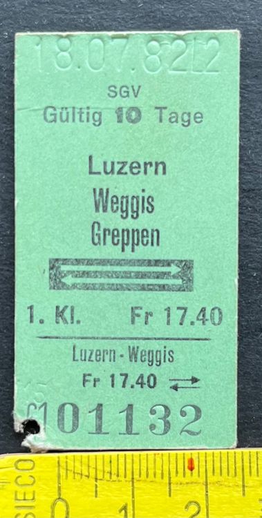 Billett SGV Gültig 10 Tage Luzern Weggis Greppen 1982 (Gebraucht) in ...