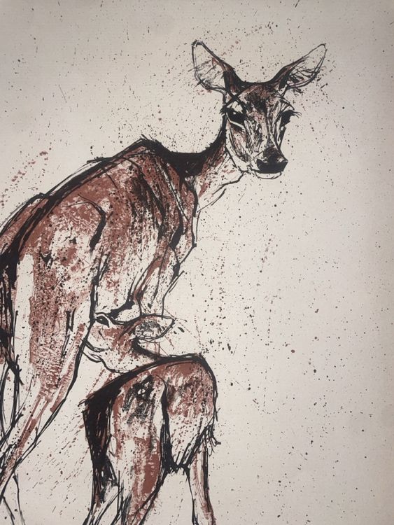 Fritz Hug - Rehe mit Jungtier, handsigniert (Gebraucht) in Frenkendorf ...