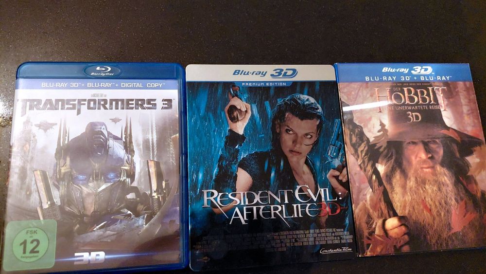 3 x 3D BLU RAY FILME - TRANSFORMERS 3, RESIDENT EVIL, HOBBIT (Gebraucht ...