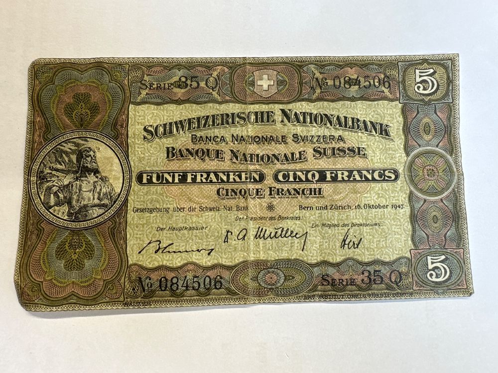 5 Fr.-Note Schweiz 1947 | Kaufen auf Ricardo