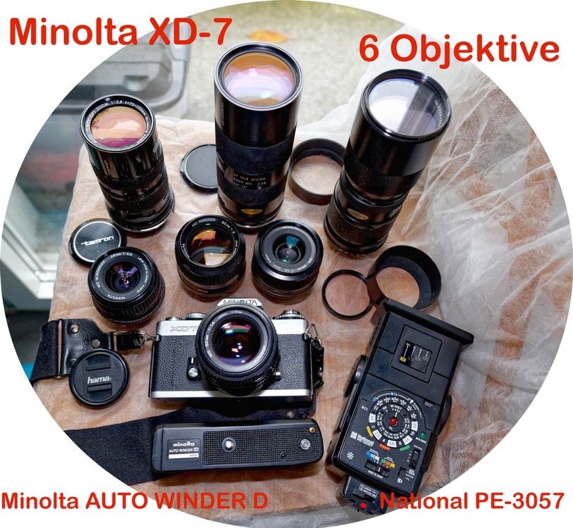Minolta XD-7 mit 6 Objektiven, Blitzgerät und Autowinder (D'occasion) à ...