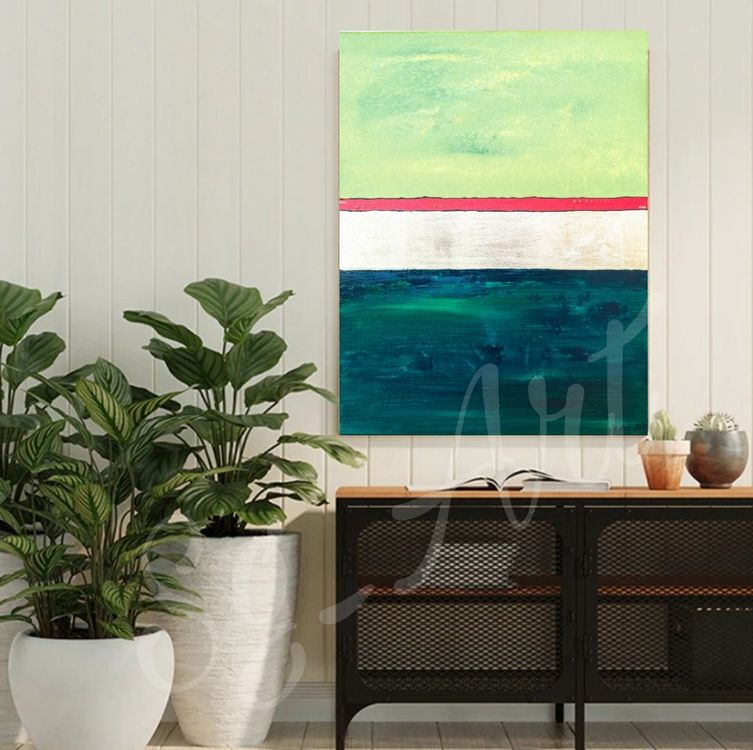 Acrylbild abstrakt grün rot Blattgold Unikat (Neu (gemäss Beschreibung)) in Rheinau für CHF 120 ...