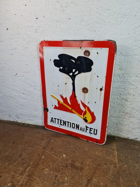 Vintage Emailschild Achtung Feuer Emaille Schild (Gebraucht) in ...