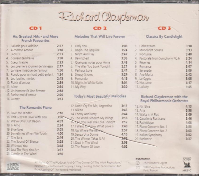 RICHARD CLAYDERMAN - 3 CD-Box, rare Reader's Digest Club (Gebraucht) in Zürich für CHF 5.5 – mit ...