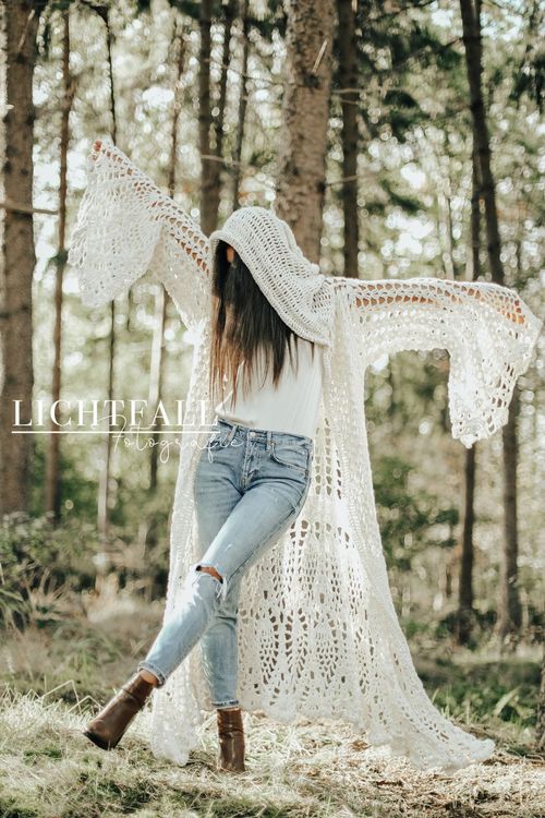 Maxi häkel strick Mantel Feen Hochzeit Ibiza style boho weiß (Neu ...