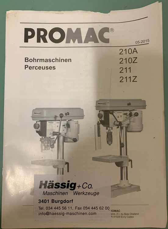 JET PROMAC 210A Tischbohrmaschine | Kaufen auf Ricardo