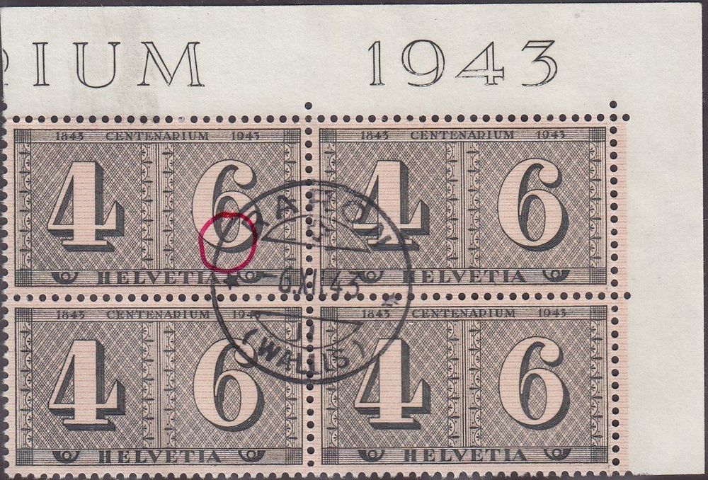 258.2. schwarzer Querstrich in 6 unten, Bg. III,4. M., F-10 (Gebraucht ...