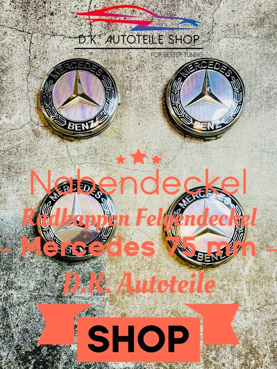 Mercedes 75mm Nabendeckel Radnaben Felgendeckel Dunkelblau (Neu und ...