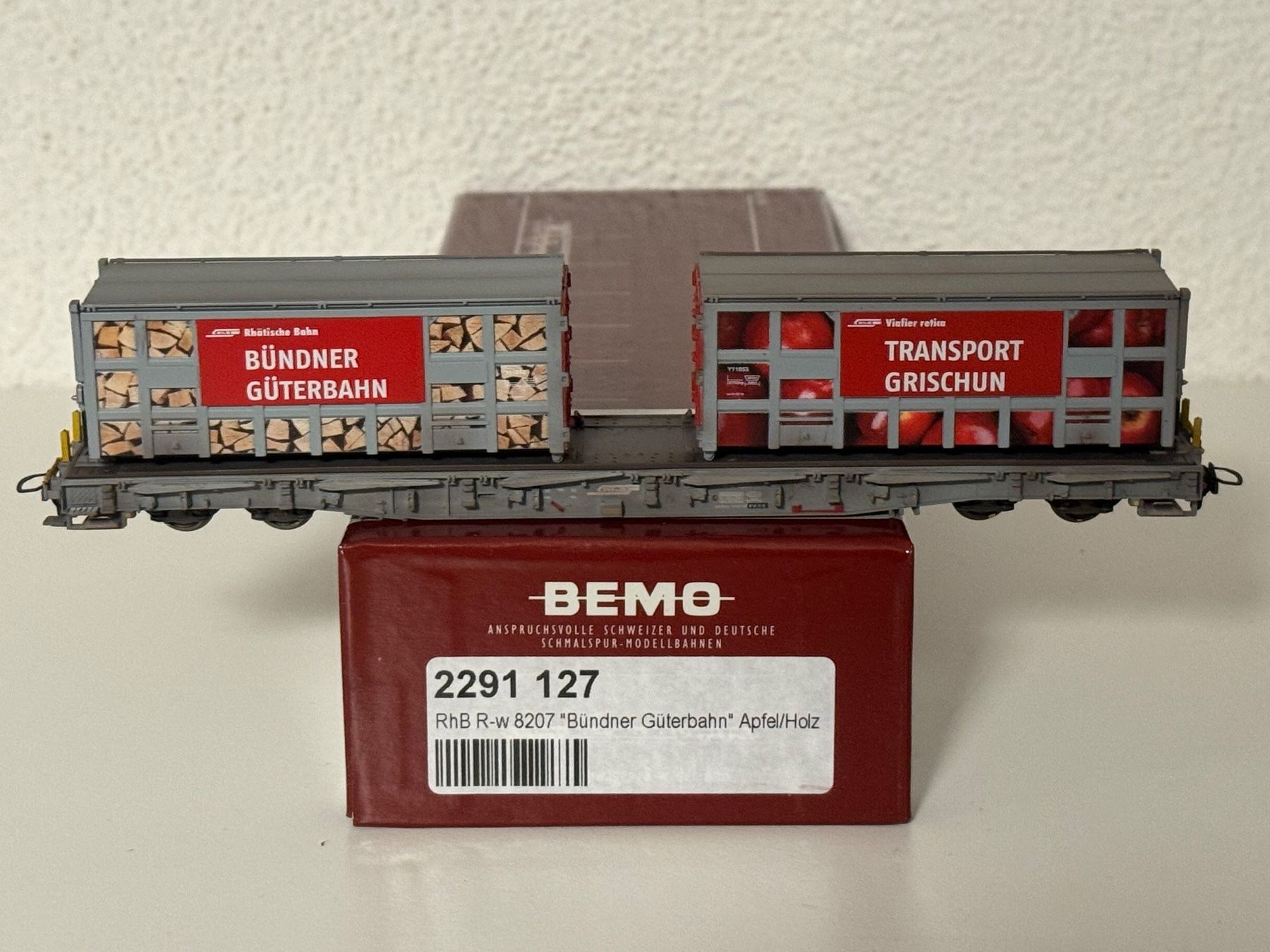 Bemo H0m R-w 8207 Bündner Güterbahn Apfel Pirovino Finish 3 (Neu ...