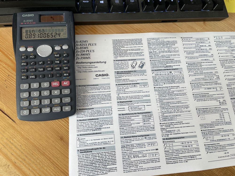 Casio FX-85MS Batterien, Solarzellen Taschenrechner (Gebraucht) in ...