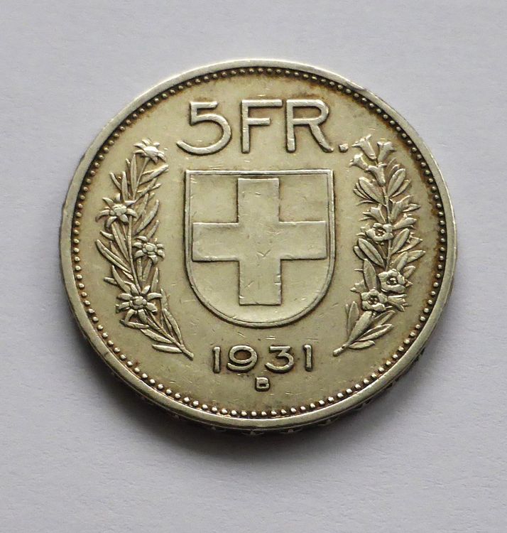 5Fr. 1931 - 10 Sterne über Kopf - RARE / SELTEN !! (Gebraucht) in Buochs für CHF 42 – mit ...