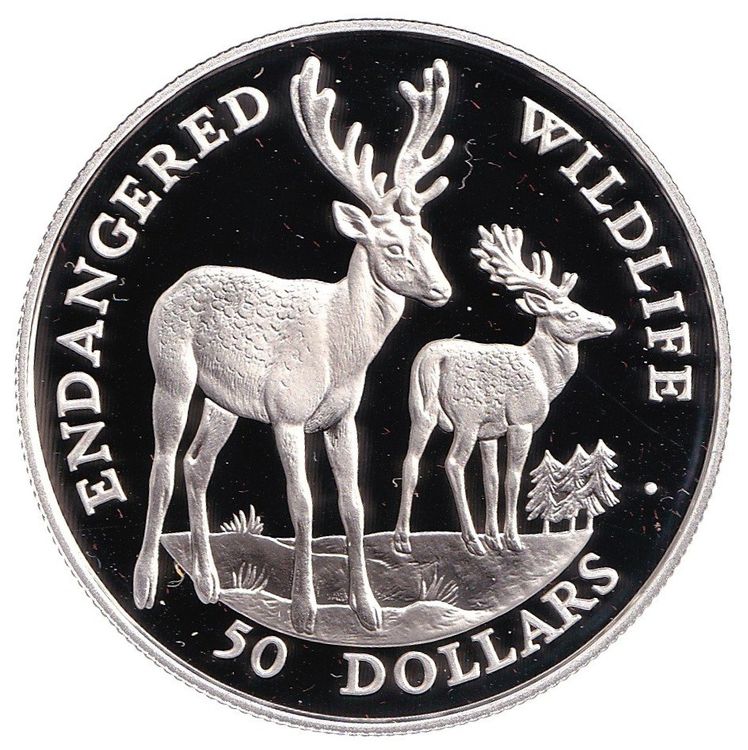 Cook Islands 50 Dollar 1991 * Gefährdete Tierwelt - Hirsche | Kaufen ...