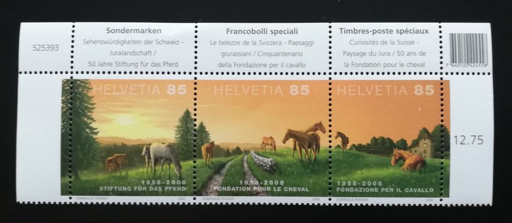 Schweiz 3 Sondermarken Juralandschaft 2008, zusammenh. ** | Kaufen auf Ricardo
