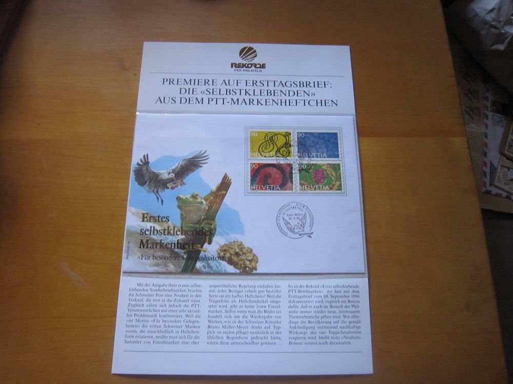 Beleg Erste Selbstklebende Briefmarken im Markenheft 1996 (Gebraucht) in Gordola für CHF 2.3 ...
