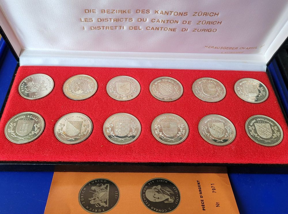 Taler Bezirke des Kanton Zürich 2 Sätze mit je 12 Taler (Neu (gemäss ...