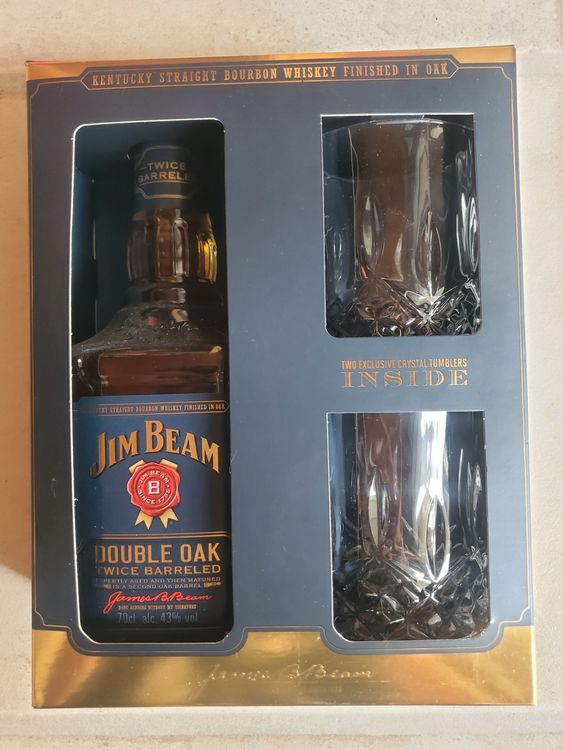 Jim Beam Double Oak Geschenkset mit 2 Gläsern (Neu und originalverpackt ...