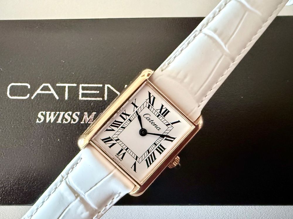 CATENA « Tank » type, MEDIUM, Steel/Gold, Mechanical, Swiss (Neuf avec ...