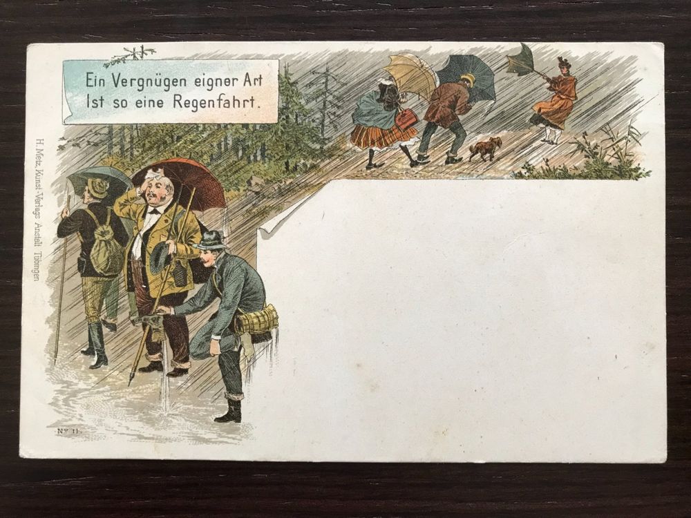 REGENFAHRT Litho, Juxkarte, Humor, starker Regen und Sturm | Kaufen auf ...