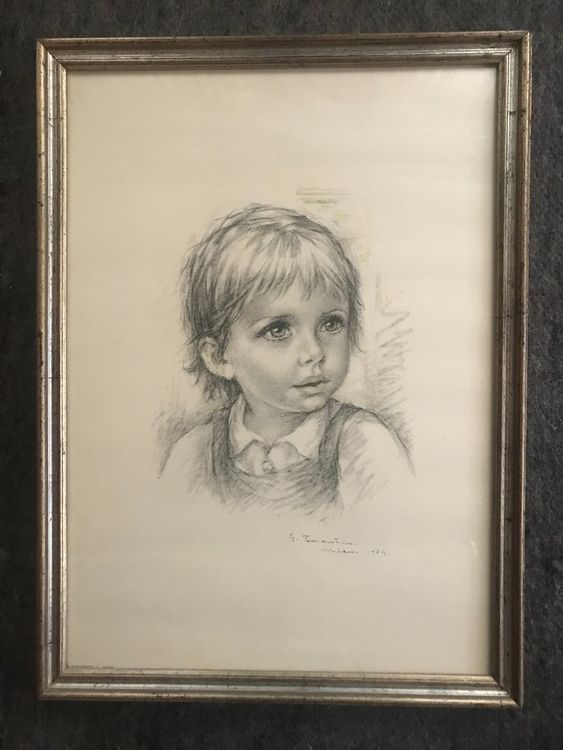 Zeichnung Druck - Jungen - Giuseppe Tarantino 1974 - gerahmt (Gebraucht) in Biberist für CHF 23 ...