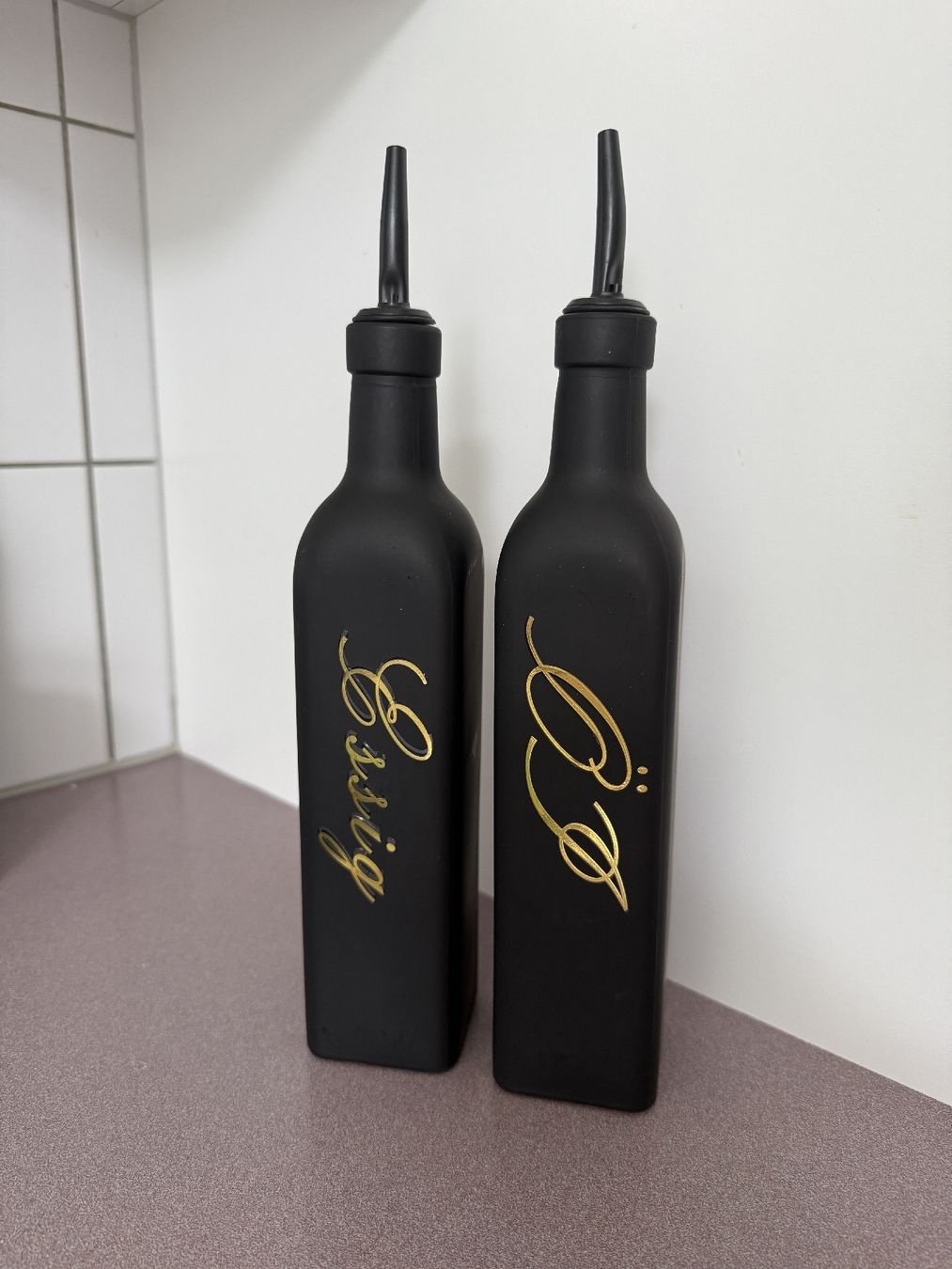 Öl und Essig Set, Schwarz, Glas matt, Küche, Neu & Unbenutzt (Neu und originalverpackt) in ...