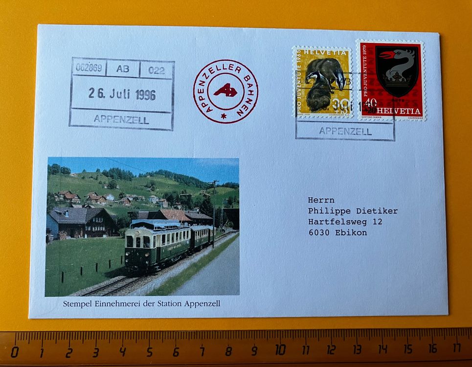 Sonderbrief Appenzeller Bahnen 1996 (Gebraucht) in Aarau für CHF 5 – mit Lieferung auf Ricardo ...