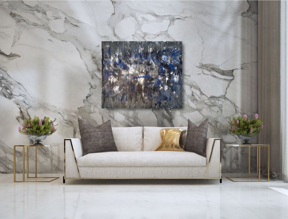 Acrylbild Abstrakt 100x120 Leinwand Unikat Original 'Heaven' (Neu und originalverpackt) in Bad ...