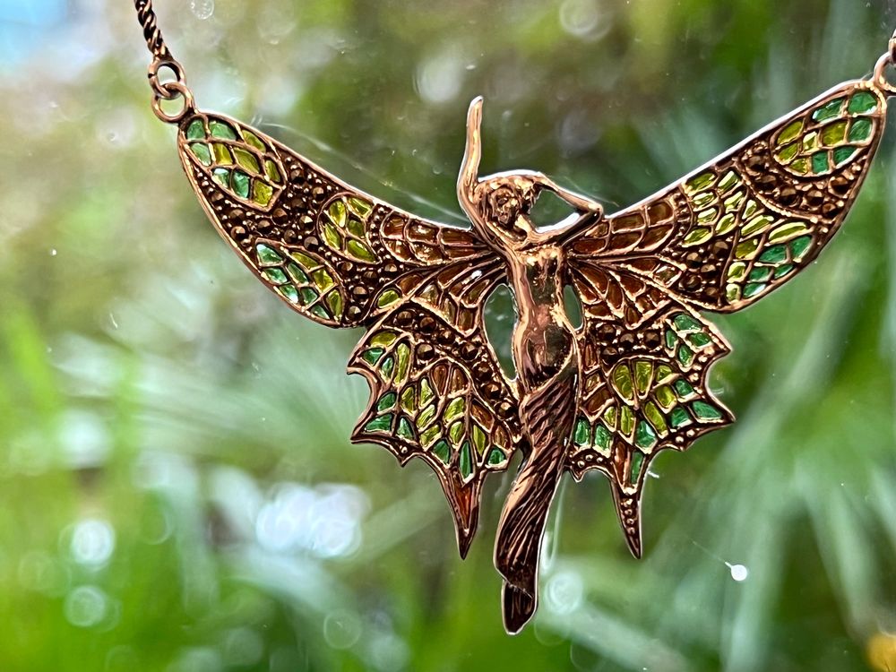 Collier 925 Silber Tiffany im Jugendstil Elfe Schmetterling (Neu ...