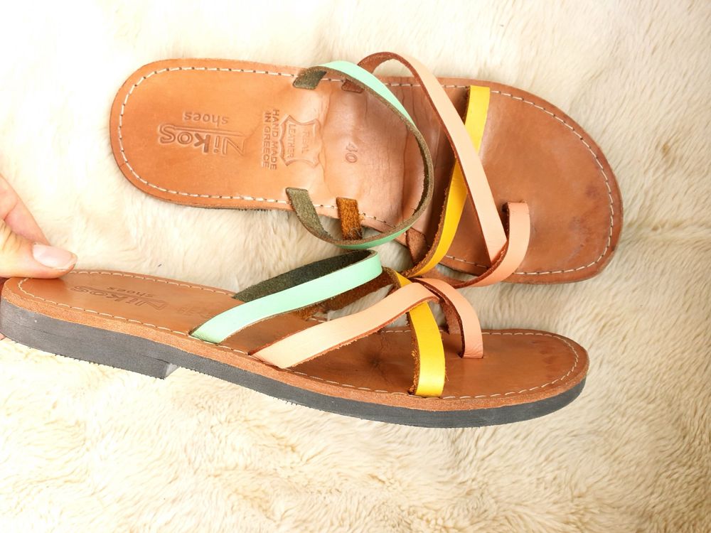 SANDALE SANDALETTEN NIKOS SHOES ECHT LEDER MADE IN GRIECHENL | Kaufen ...
