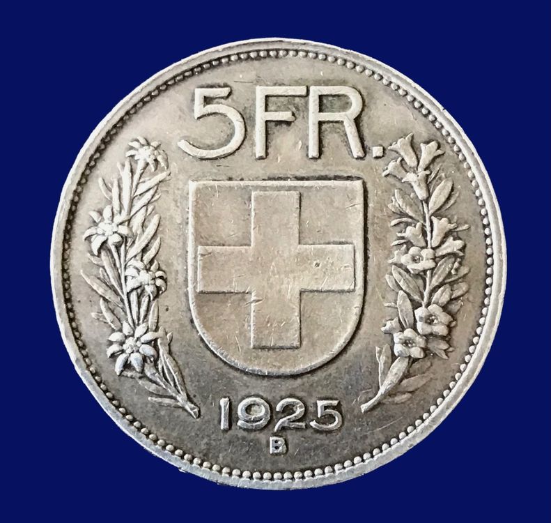 Schweiz 5 Franken Silber Jahrgang 1925 SS+ (Gebraucht) in Winterthur für CHF 122 – mit Lieferung ...