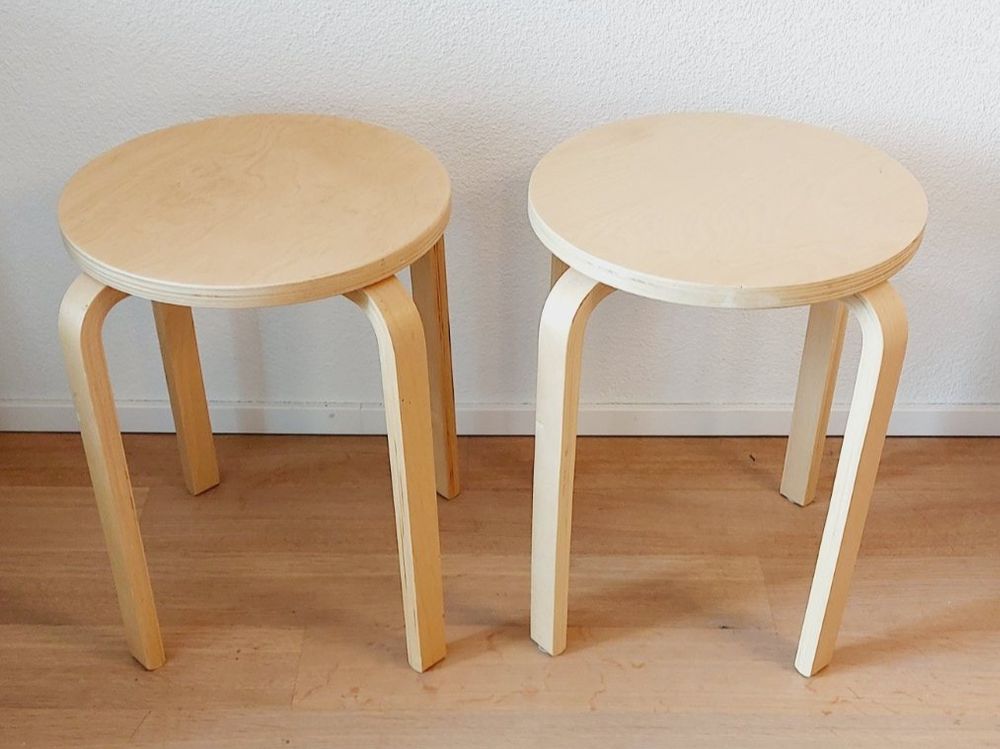 Design Hocker Holz stapelbar Ikea Frosta (Stil Artek Aalto (Gebraucht) in Zürich für CHF 80 ...