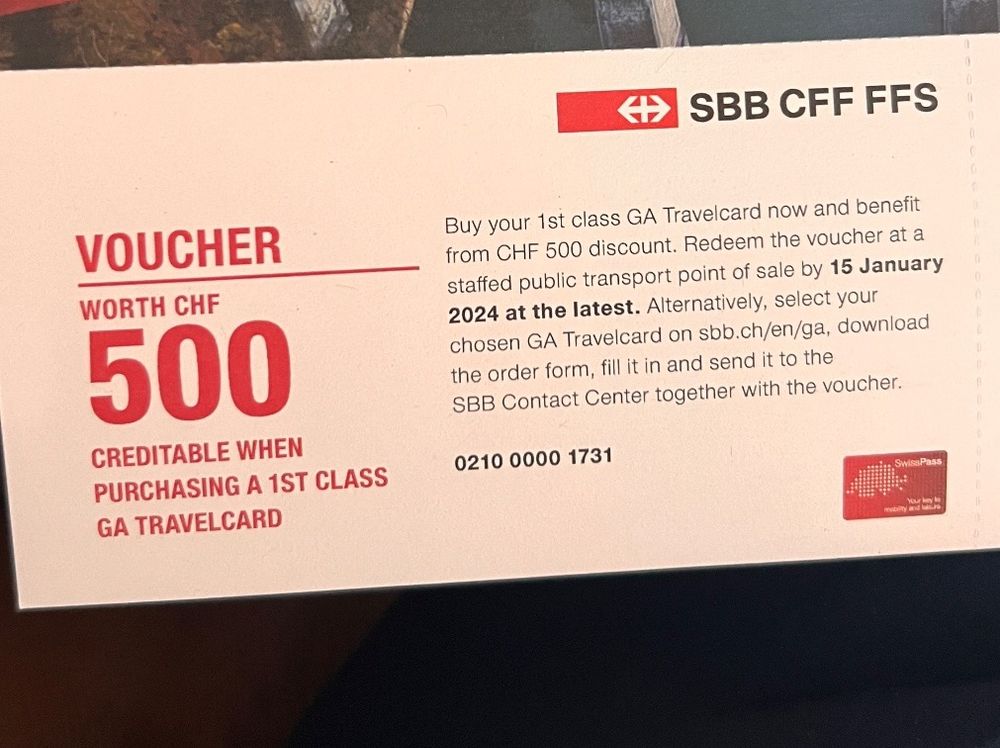 SBB 1st Class GA Travel Card (Gebraucht) in Therwil für CHF 66 – mit ...