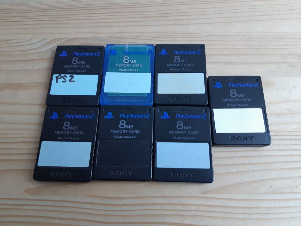 7 x Original Sony PS2 Memory Card 8MB Speicherkarte im Set (Gebraucht ...