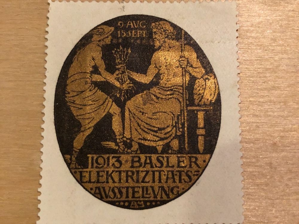 Briefmarke, Basler Elektrizitäts-Ausstellung, 1913 (Gebraucht) in Basel ...