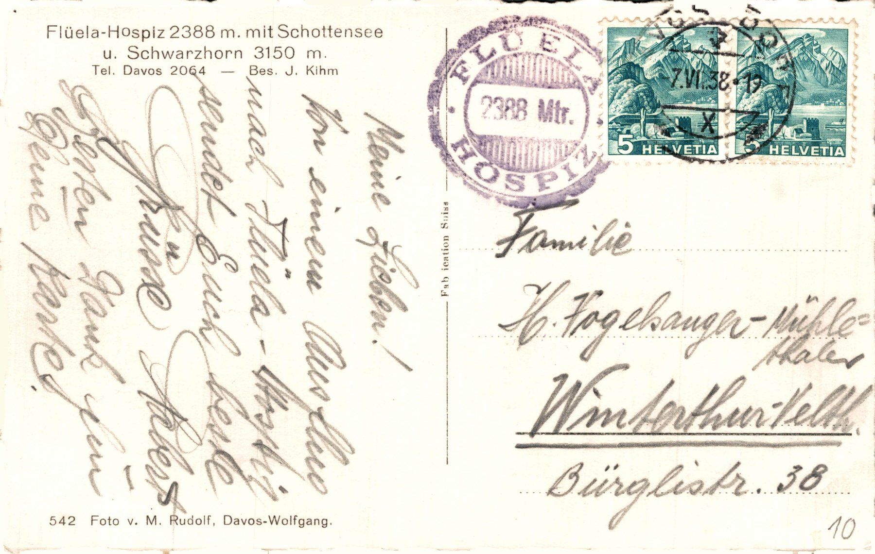 Flüela Hospiz 2388 m. mit Schottensee und Schwarzhorn (Gebraucht) in ...