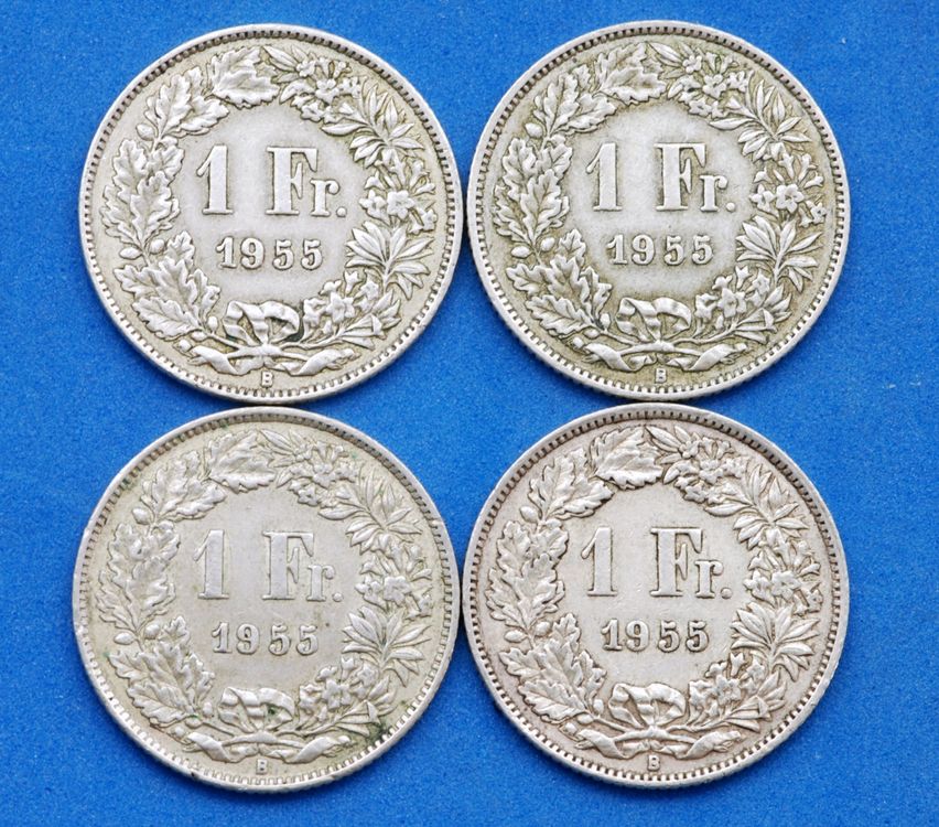 Vier silberne 1.- Jahrgang 1955, Rar (Gebraucht) in Mühlethal für CHF 72 – mit Lieferung auf ...