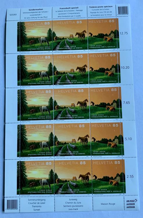 Sonderbogen Juralandschaft 2008 postfrisch (Neu und originalverpackt) in Zollikofen für CHF 13 ...