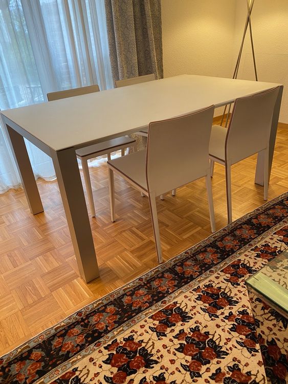 Table à manger, blanche, moderne, avec rallonge, 6 à 10 pers | Kaufen auf Ricardo