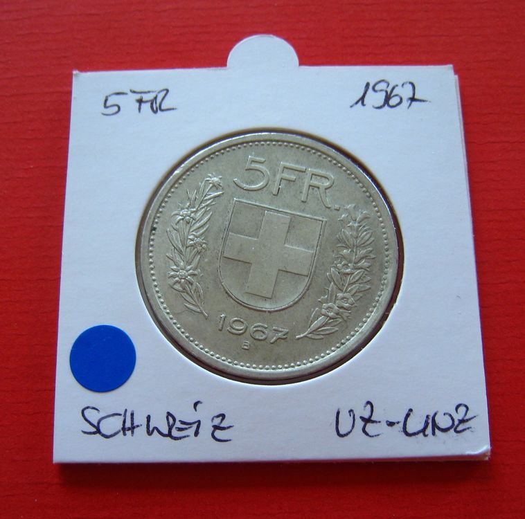 Schweiz, 5 Franken 1967, ( blaue Markierung ), vorz - unz | Kaufen auf Ricardo
