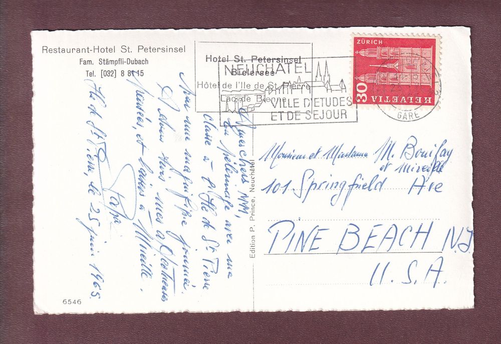 ÎLE ST. PIERRE - Chambre de J. J. Rousseau // pli d'angle // (D ...